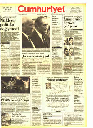 Milliyet 21 Ekim 1986 sayfa 1 | Gaste Arşivi