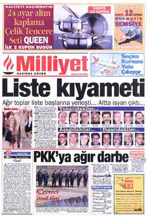 Milliyet 28 Kasım 1995 sayfa 1 | Gaste Arşivi